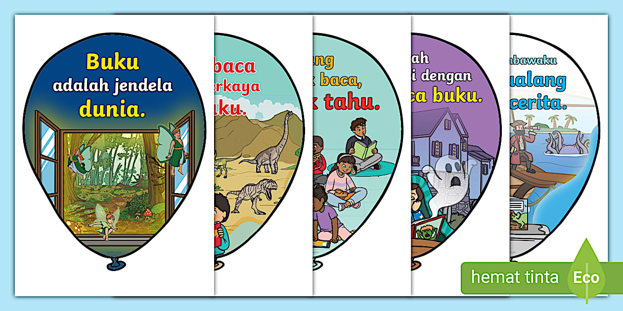 Poster Kata Kata untuk Pojok Baca Tentang Buku dan Membaca