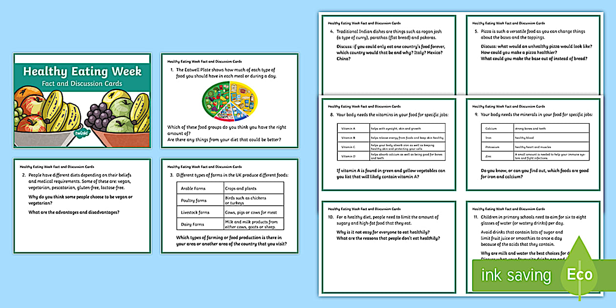 KS2 Healthy Eating Fact and Discussion Cards (Teacher-Made)