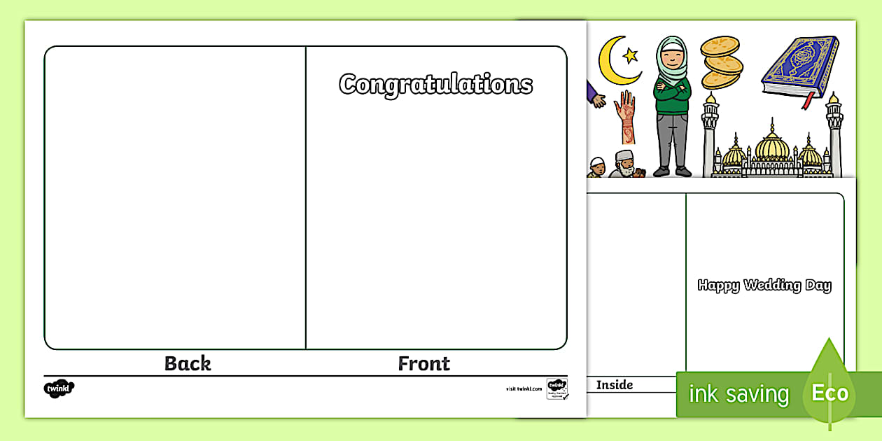 Black and White EYFS Design Muslim Wedding Cards - Twinkl
