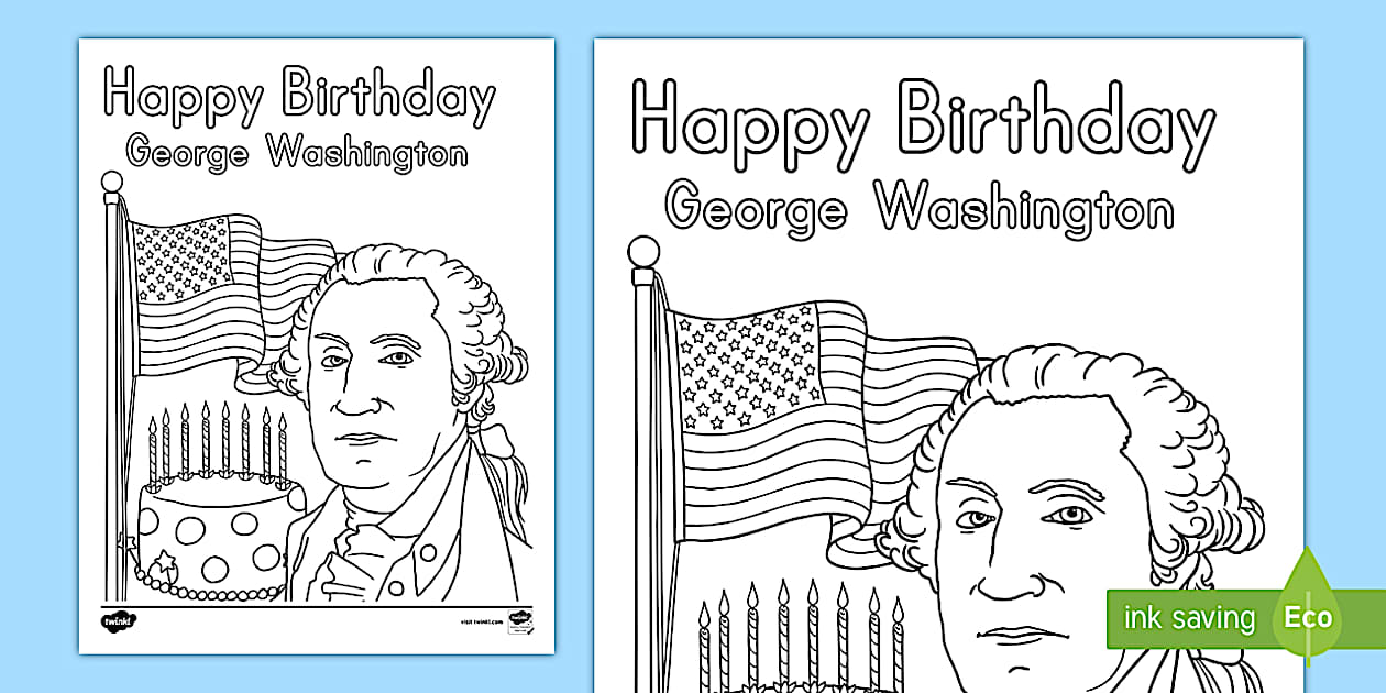 Happy Birthday George Washington Coloring Page | Twinkl