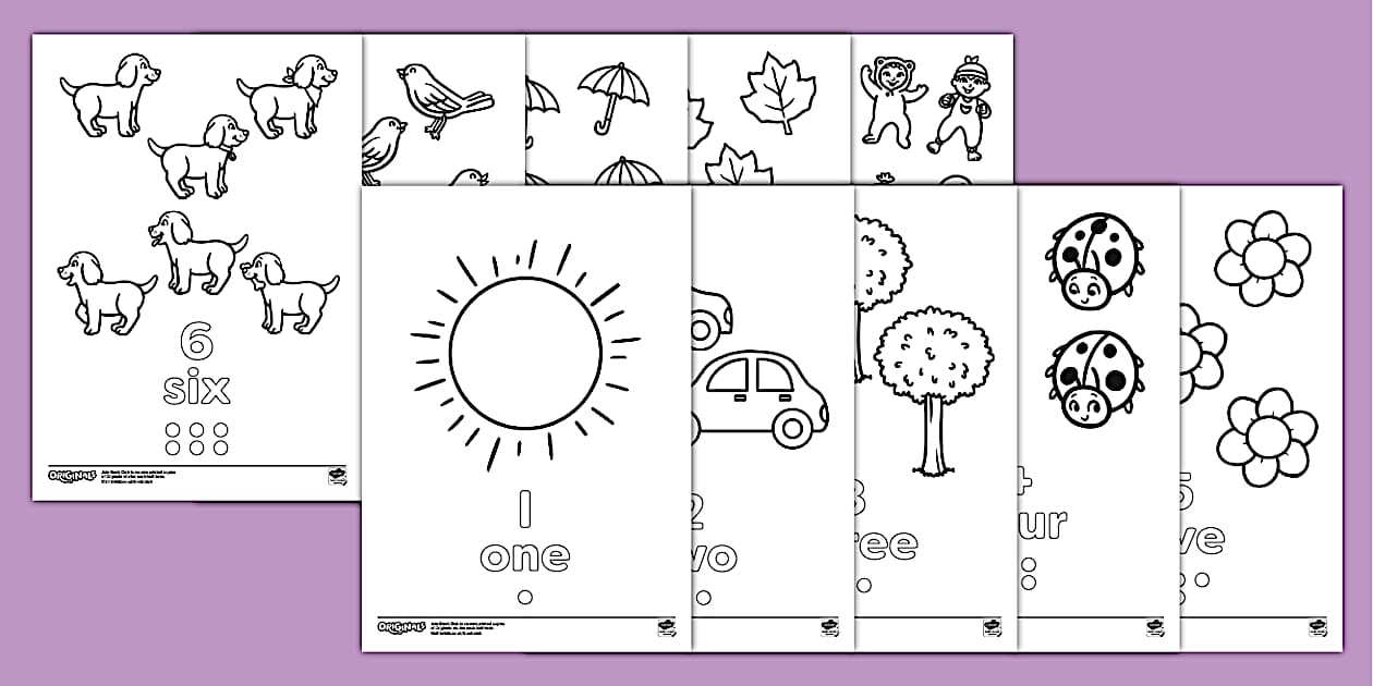 Let's Count! Numbers 1-10 Picture and Word Colouring Pages