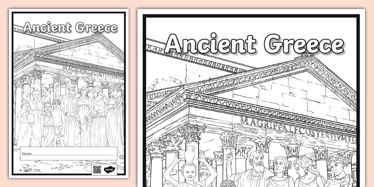 Ancient Greece Colouring Book Cover (teacher made) - Twinkl