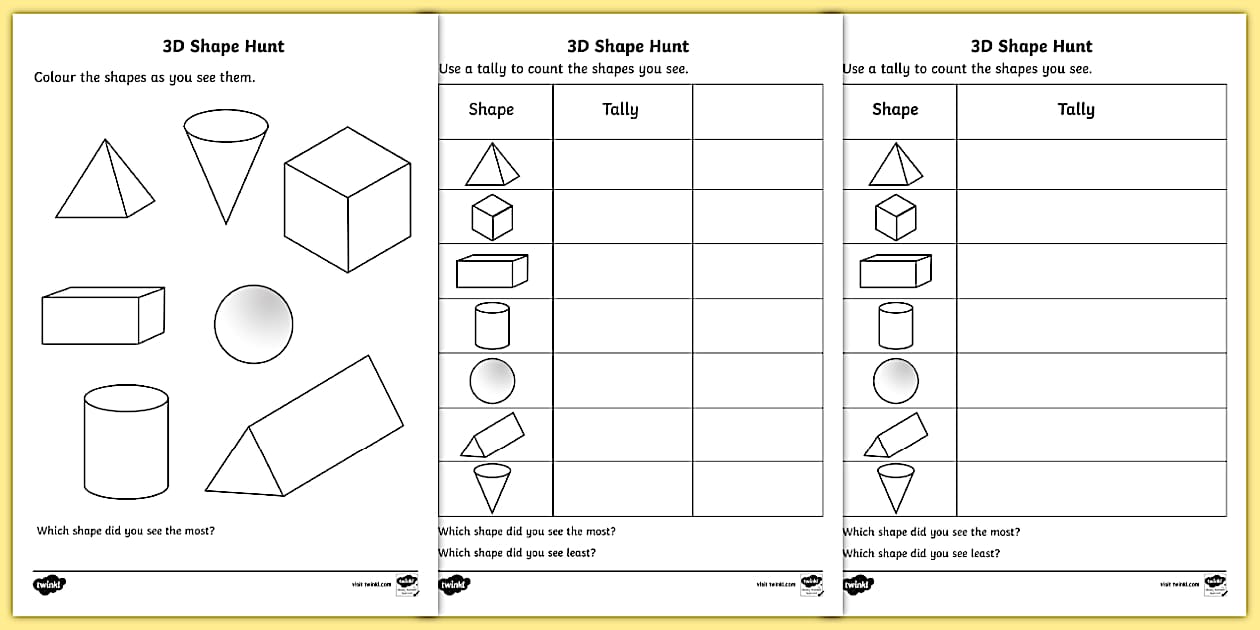 3D Shapes Worksheet | Geometry Scavenger Hunt | Twinkl
