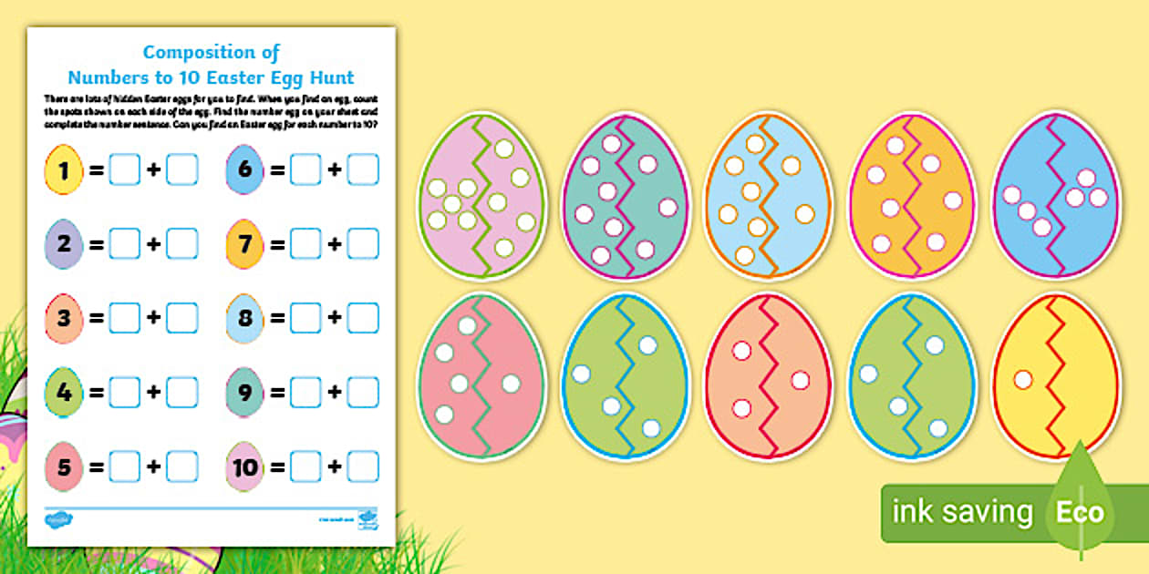 👉 Composition of Numbers to 10 Easter Egg Hunt - Twinkl