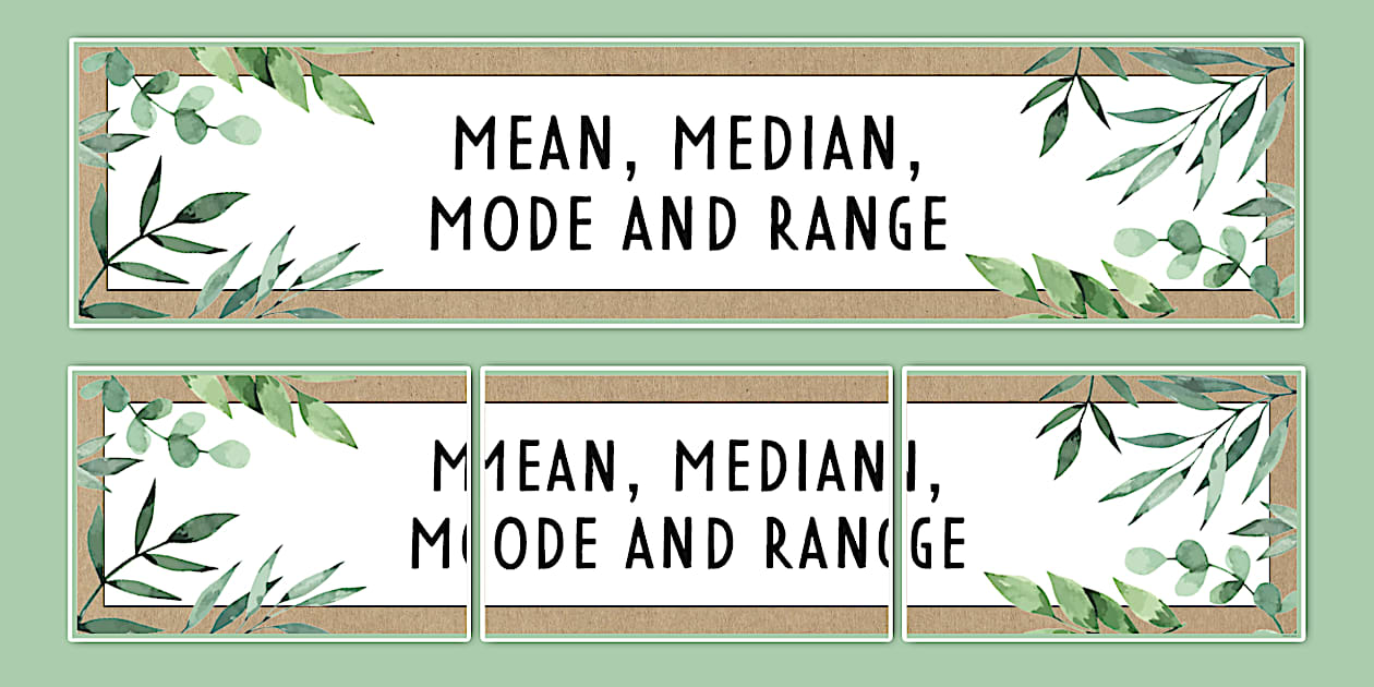 ð Muted Botanical Themed Mean Median Mode And Range Display Banner