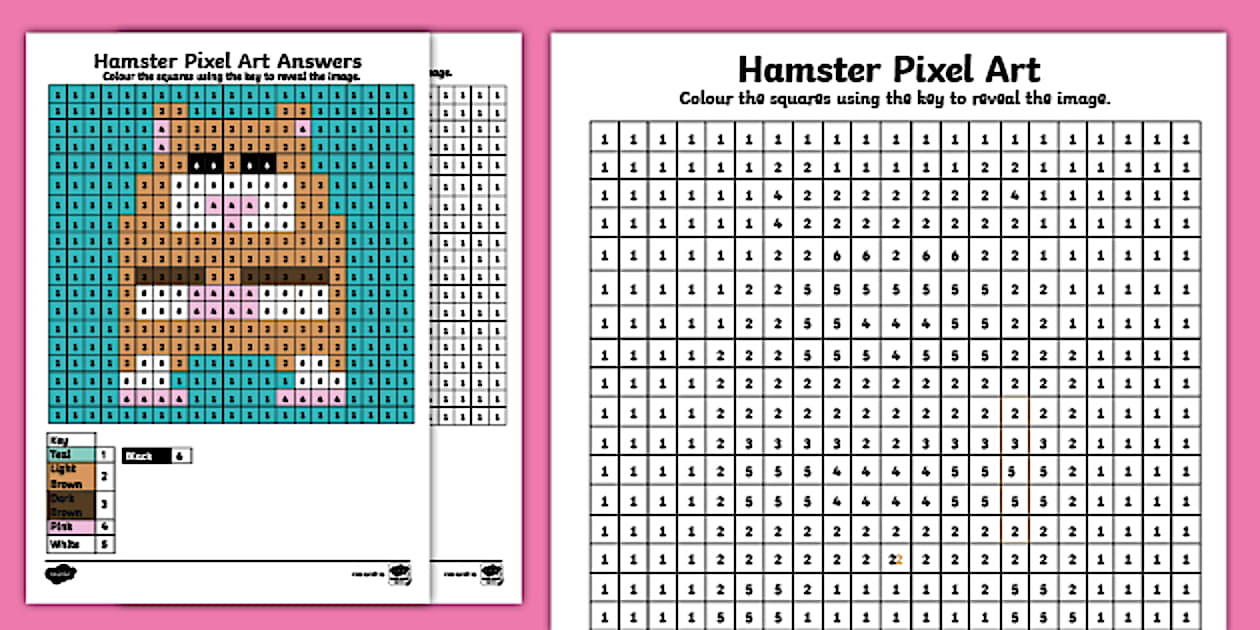 Hamster Pixel Art Template - Twinkl Colouring (teacher made)