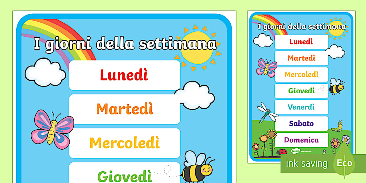 Giorni della Settimana Poster (Hecho por educadores)