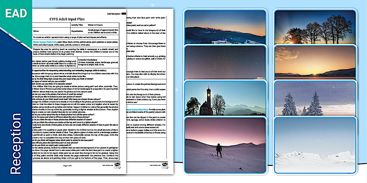 EYFS Winter Art Scene Adult Input Plan and Resource Pack