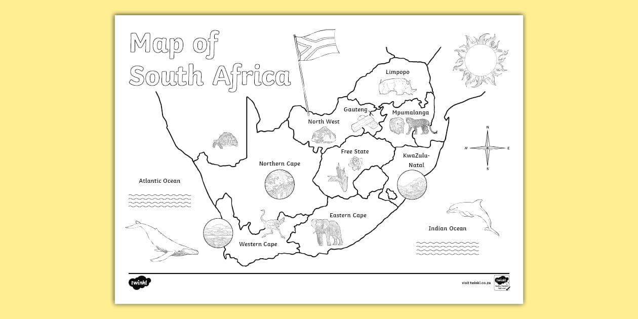 South Africa Map Outline - Twinkl South Africa - Twinkl