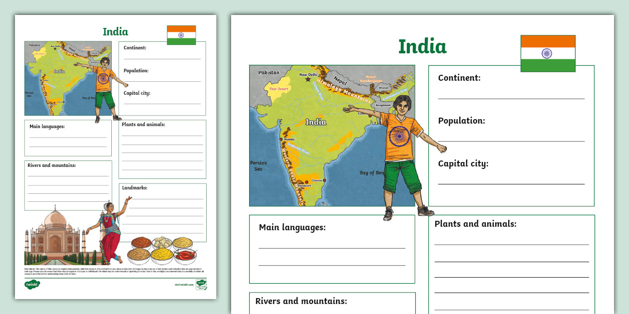 India Fact File Template (teacher made) - Twinkl