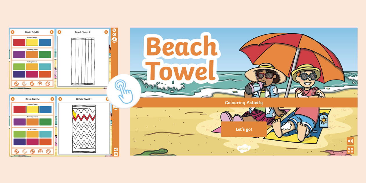 Beach Towel Interactive Colouring (Teacher-Made) - Twinkl