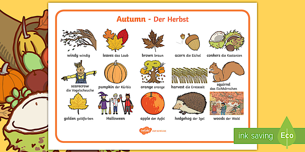 Autumn Word Mat English/German (teacher made) - Twinkl