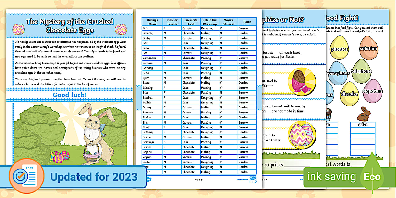 LKS2 The Mystery of the Crushed Chocolate Eggs: Easter SPaG Mystery