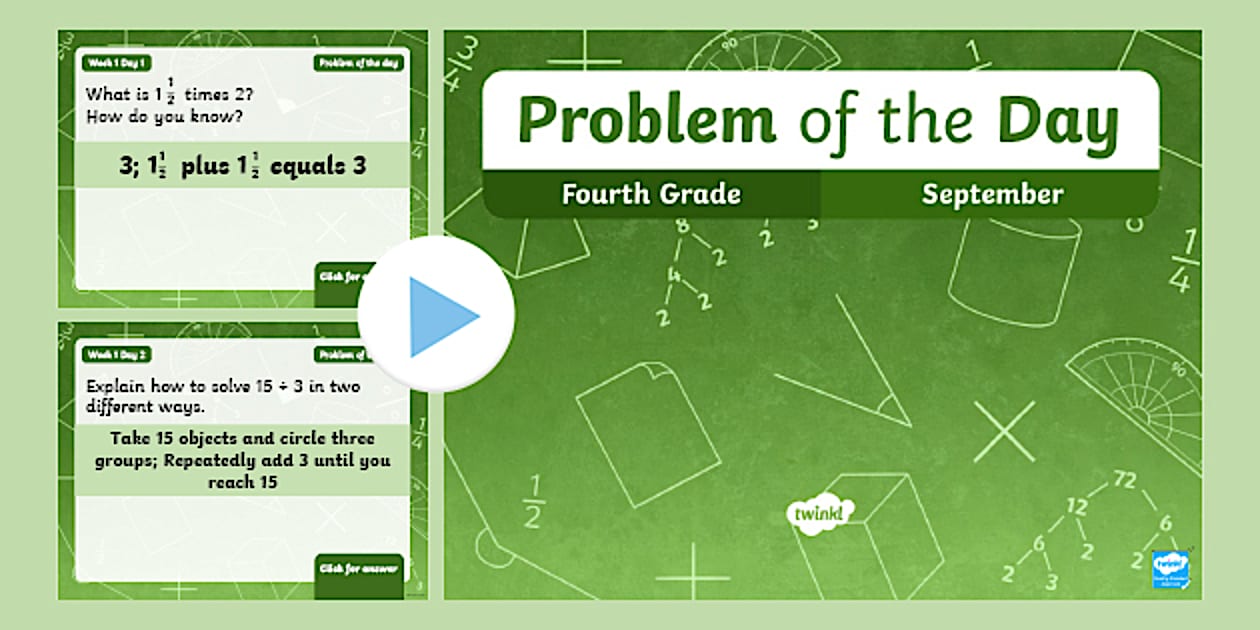 Fourth Grade Math Problem of the Day - September PowerPoint