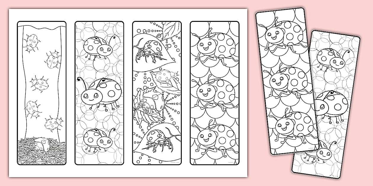 Ladybird Colouring Bookmarks - Twinkl