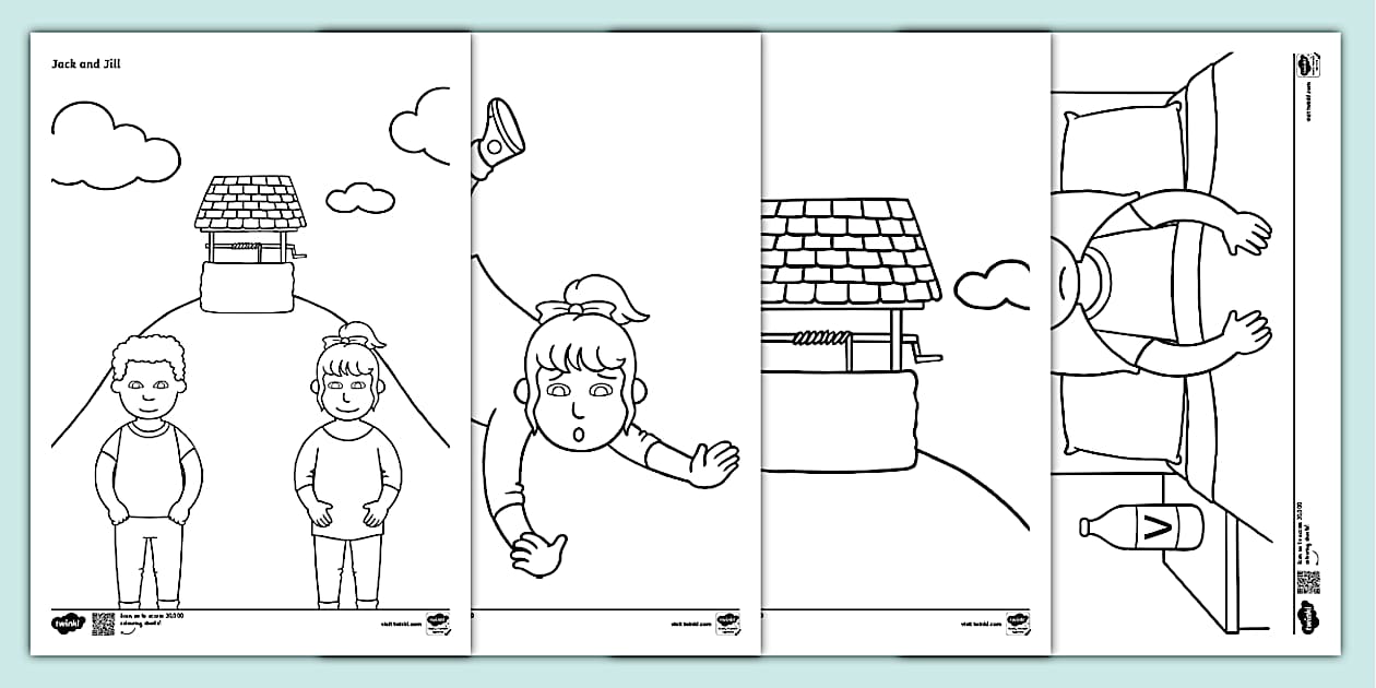 Jack and Jill Colouring Pages (teacher made) - Twinkl