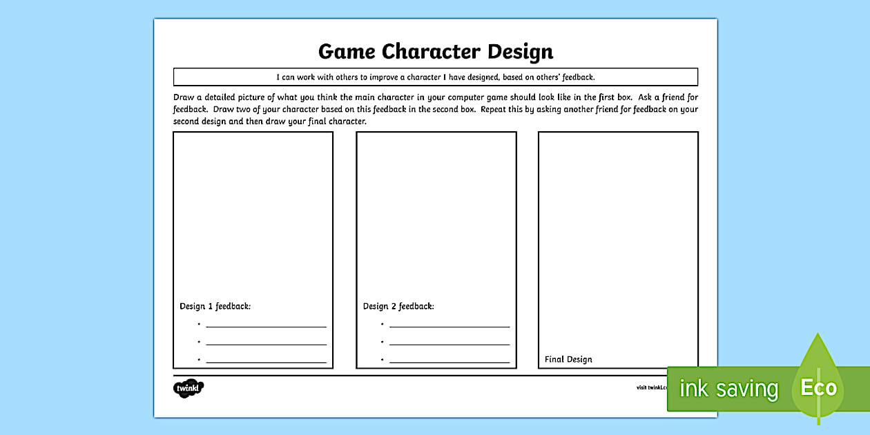 Game Character Design Sheet | Primary Teaching Resources