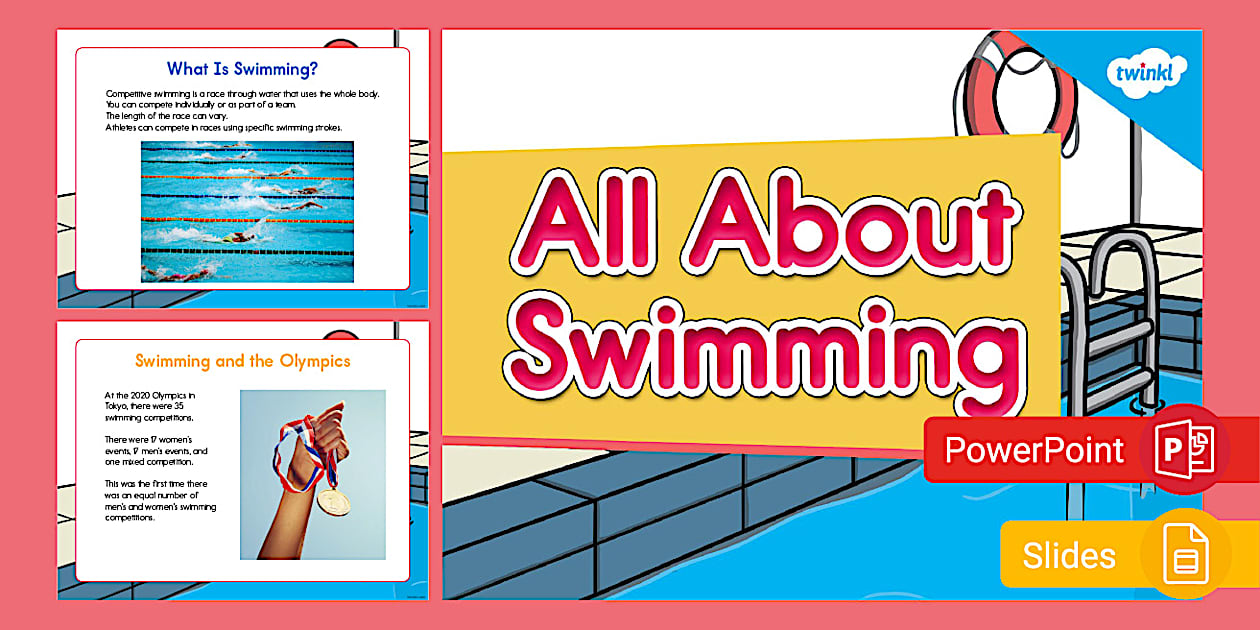 All About Swimming PowerPoint & Google Slides for K-2 Grade