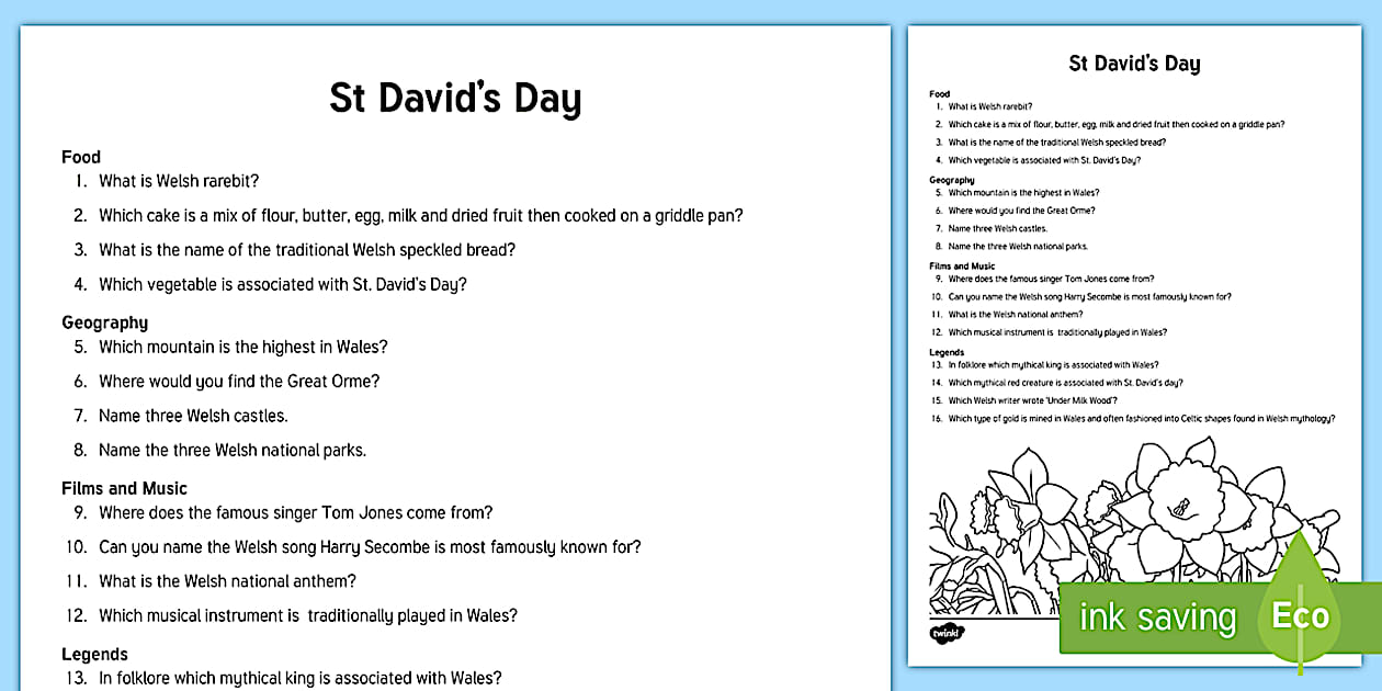 Care Home St David's Day Quiz (teacher made) - Twinkl