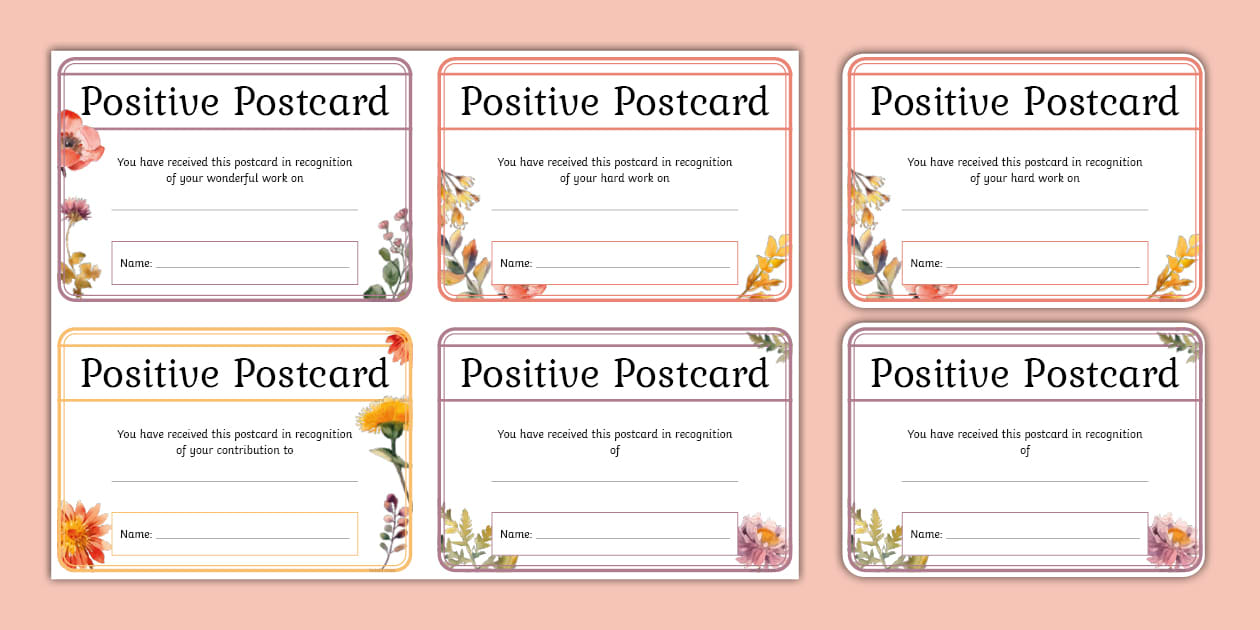 Wildflower Botanical-Themed Positive Postcards - Twinkl