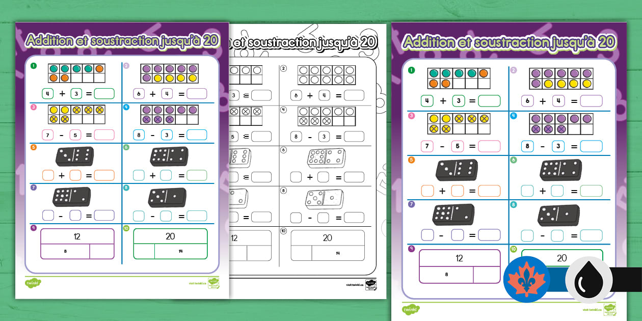 Addition and Subtraction Within 20 Mini Assessment French