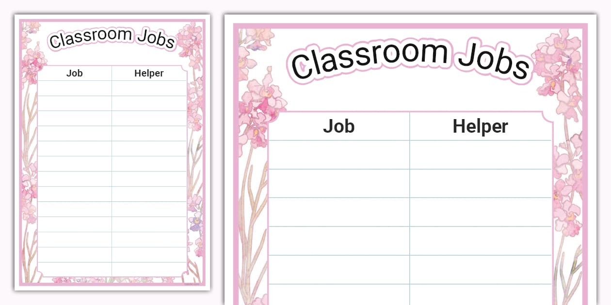 Orchid Display Classroom Jobs Posters (teacher made)