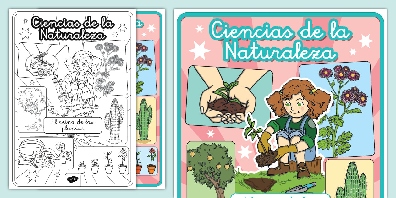 Portada cuaderno: Ciencias Naturaleza - Reino de las plantas