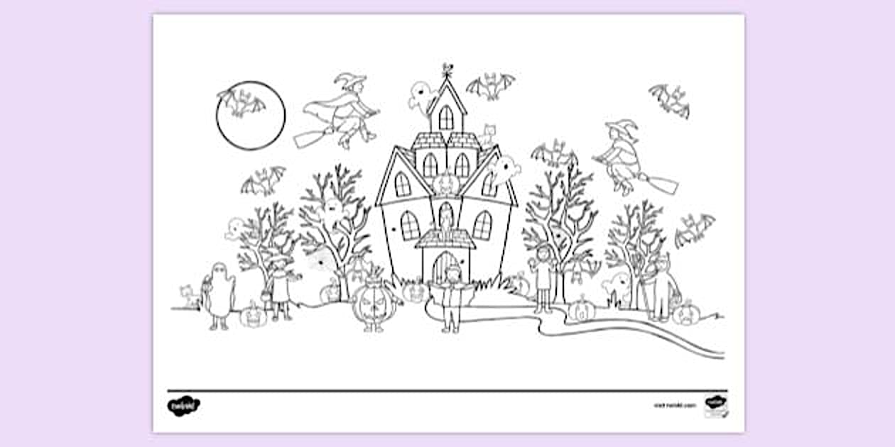 Cartoon Halloween Colouring Page (teacher made) - Twinkl