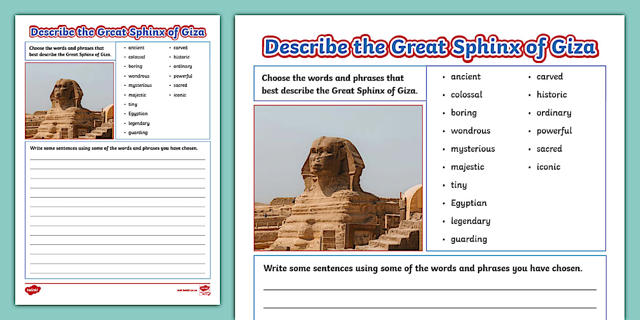 Describe the Great Sphinx of Giza Worksheet (teacher made)