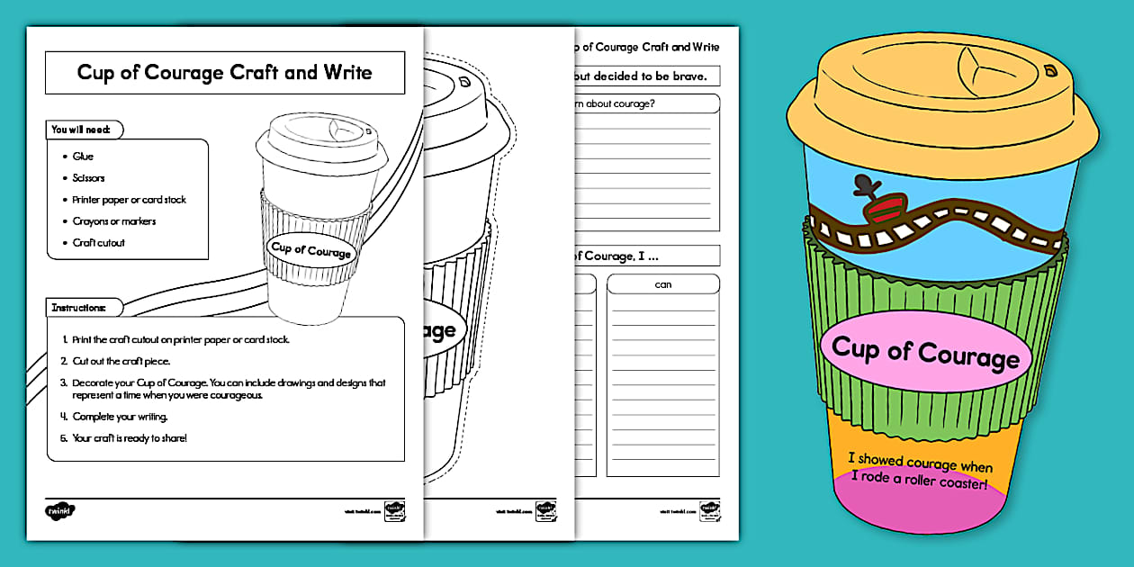 Cup of Courage Craft and Write Activity (teacher made)