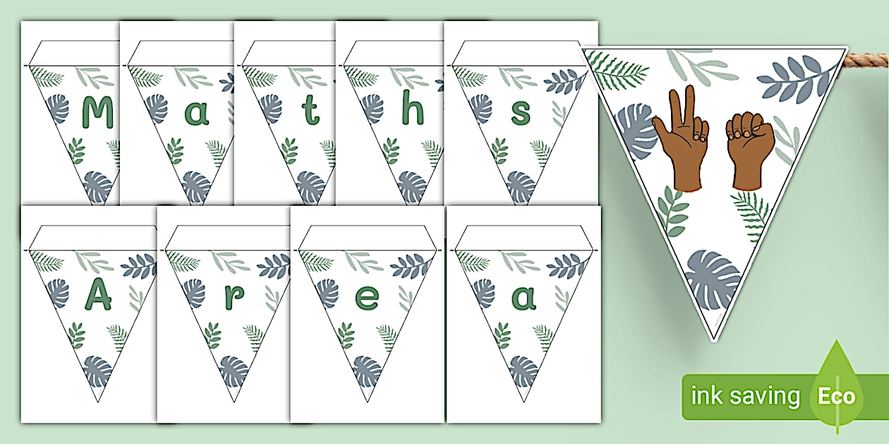 Botanical-Themed Maths Area Display Bunting - Numeracy