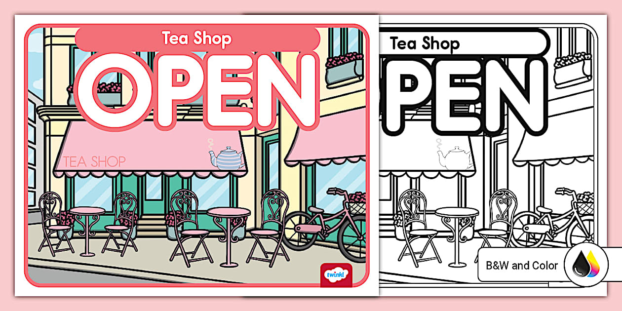 Tea Party Dramatic Play Open Sign (teacher made) - Twinkl