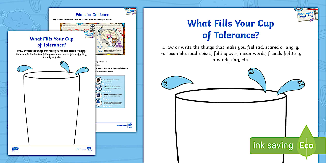 Cup of Tolerance Worksheet - Downloadable - Twinkl