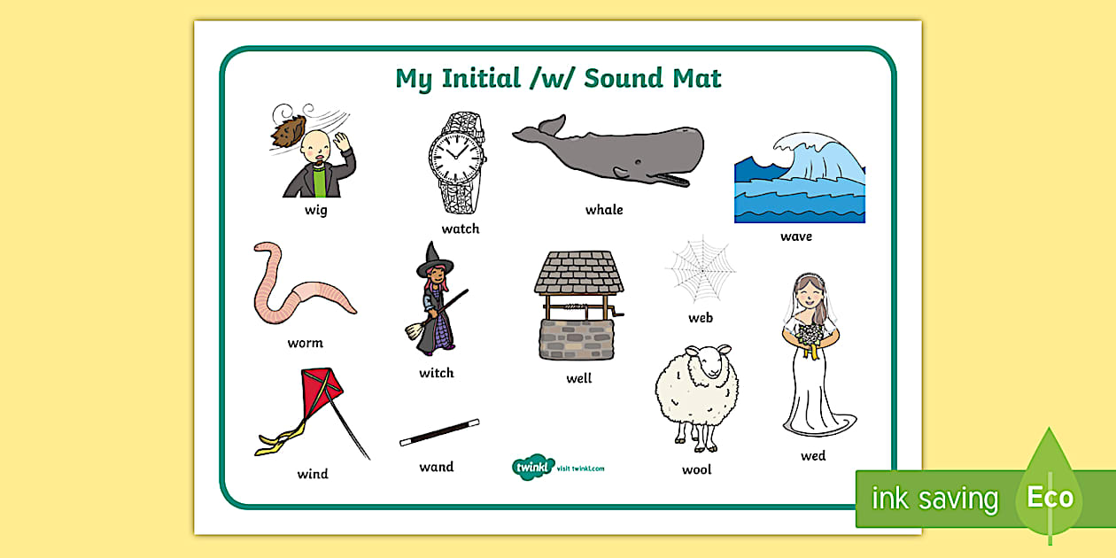 Initial w Sound Mat (teacher made) - Twinkl