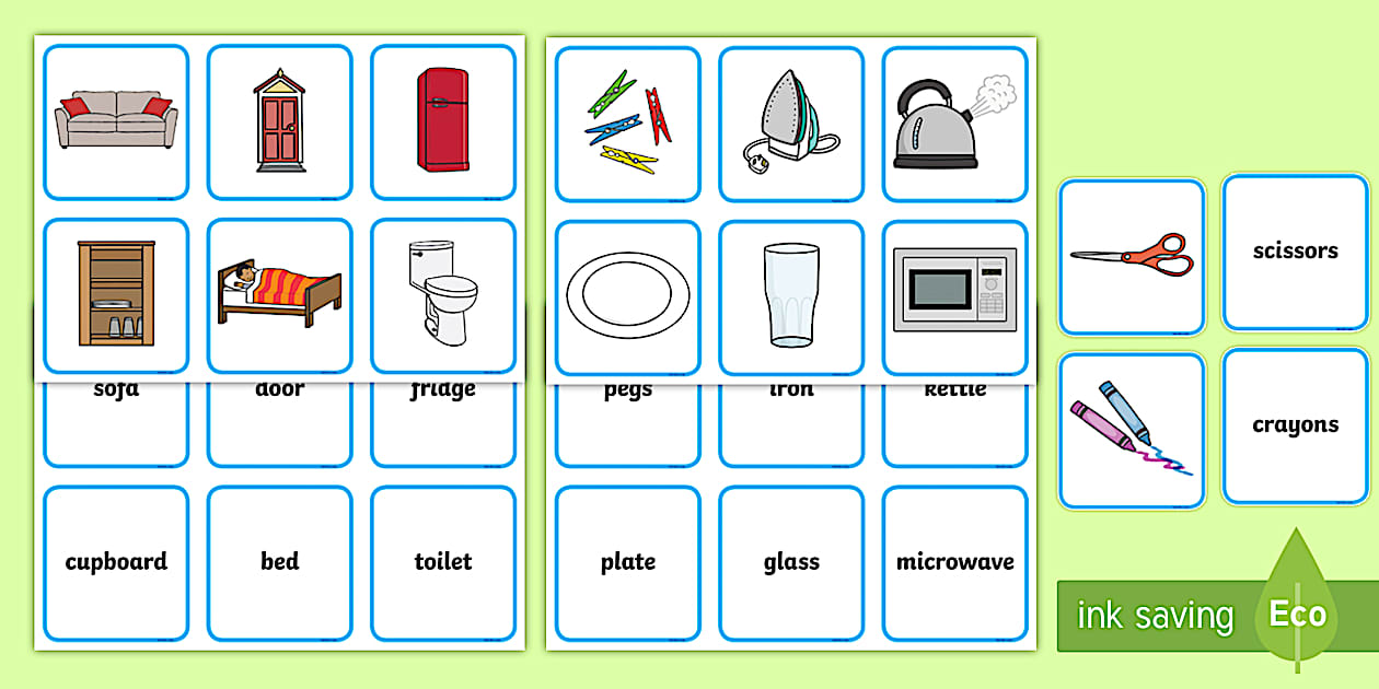 Classroom, Home and Everyday Items Matching Cards - Twinkl