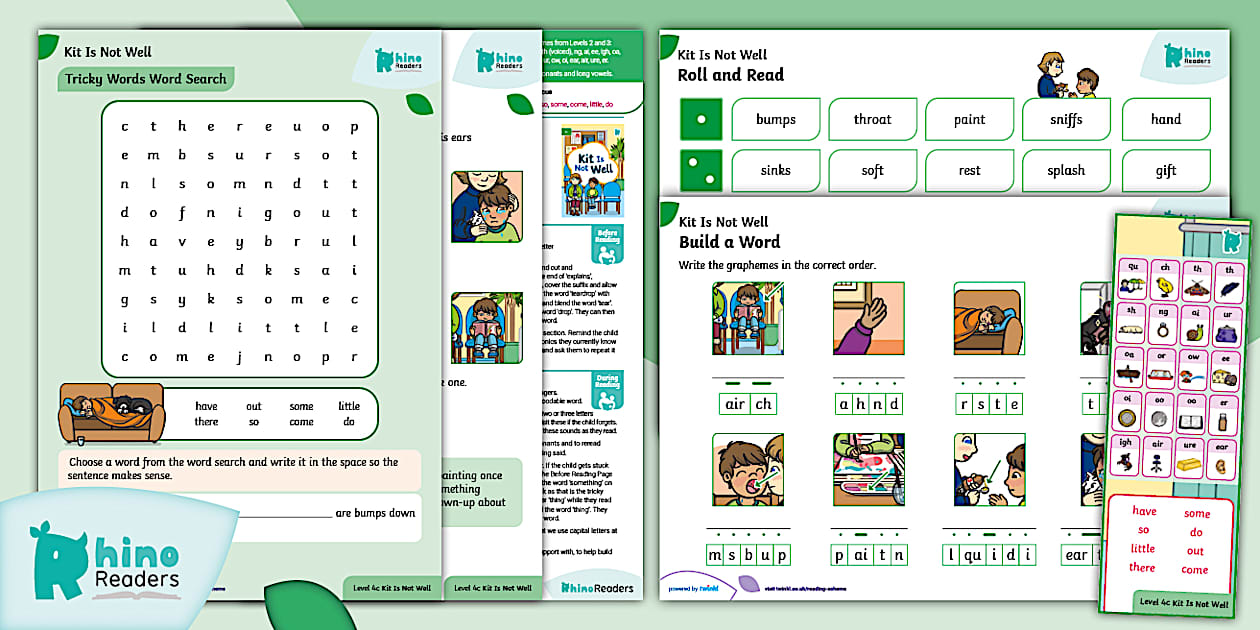 4c Kit Is Not Well: Resource Pack - Twinkl Rhino Readers