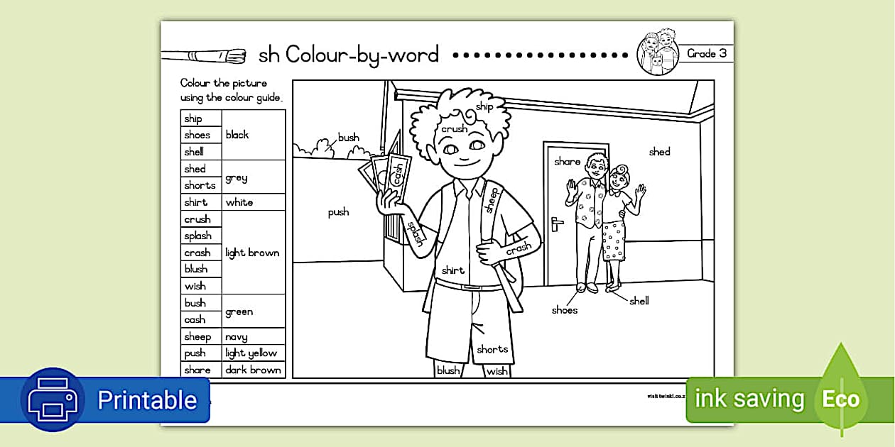 Colour-by-word sh (teacher made) - Twinkl