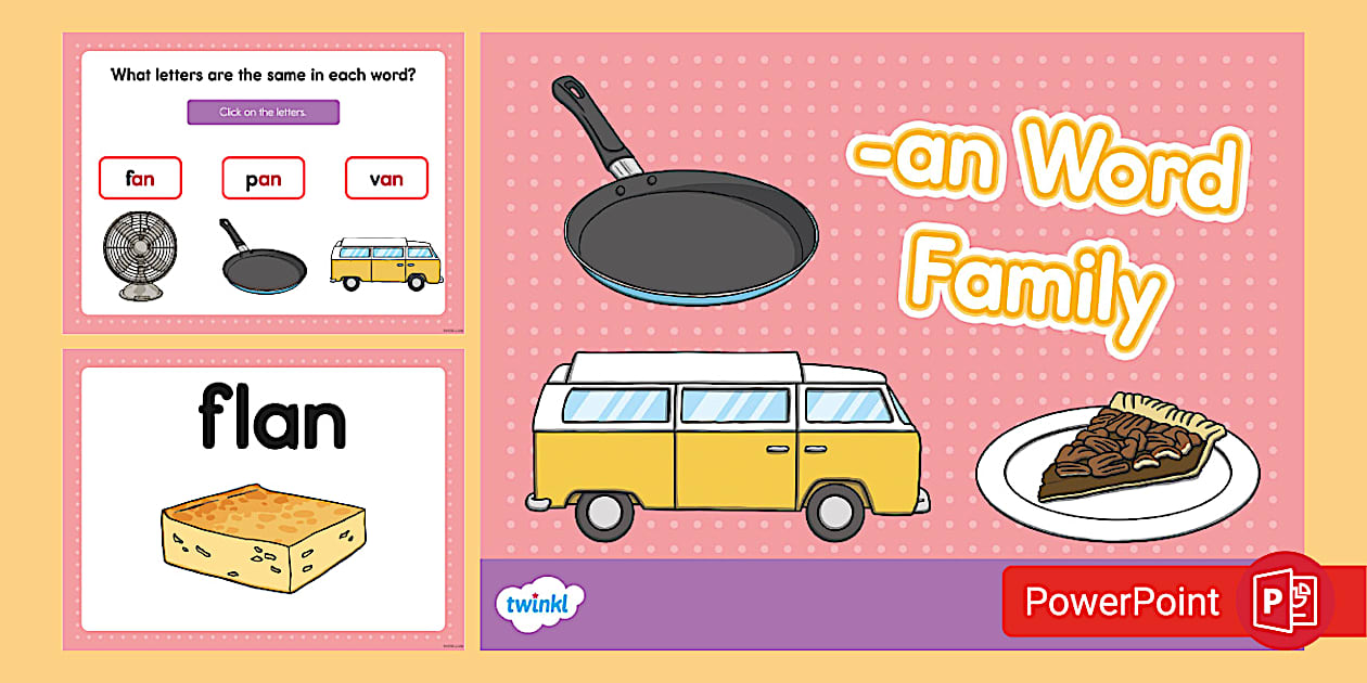 Word Families: -an Words PowerPoint for K-2nd Grade - Twinkl