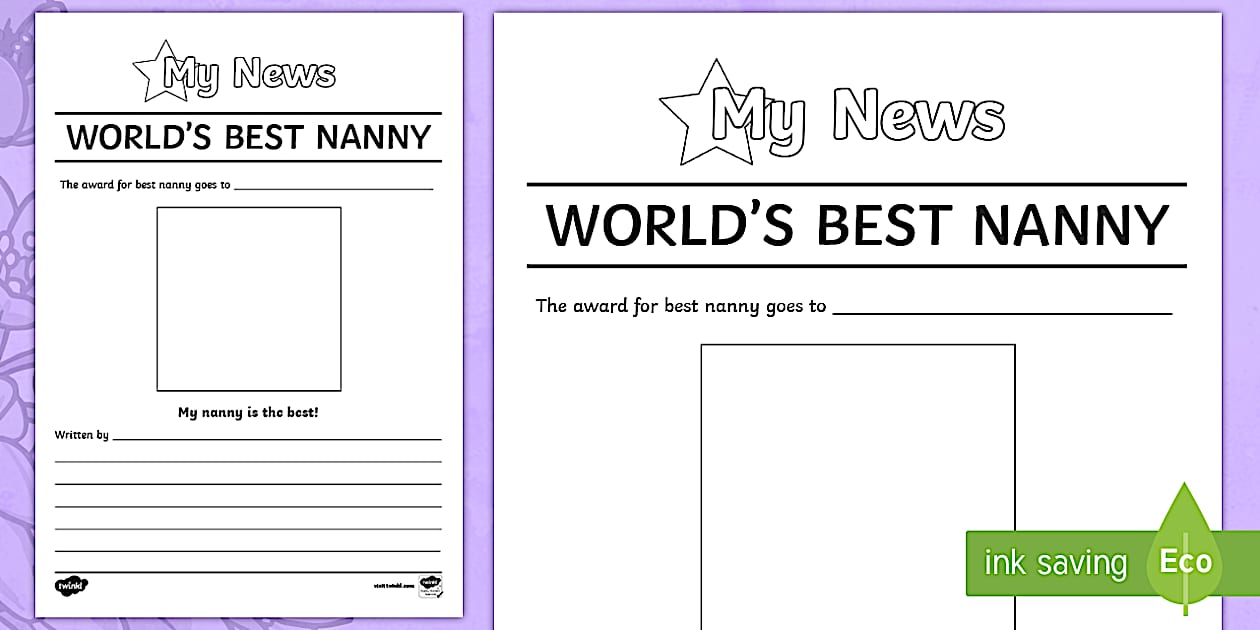 Editable World's Best Nanny Newspaper Writing Template