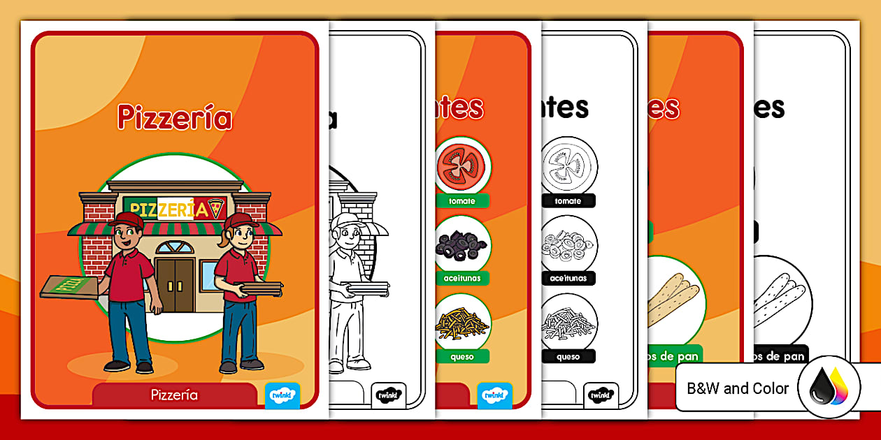 Juego de pósters de la pizzería en clase - Twinkl USA