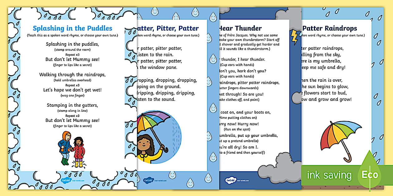 Rainy Day Songs and Rhymes Resource Pack - Twinkl
