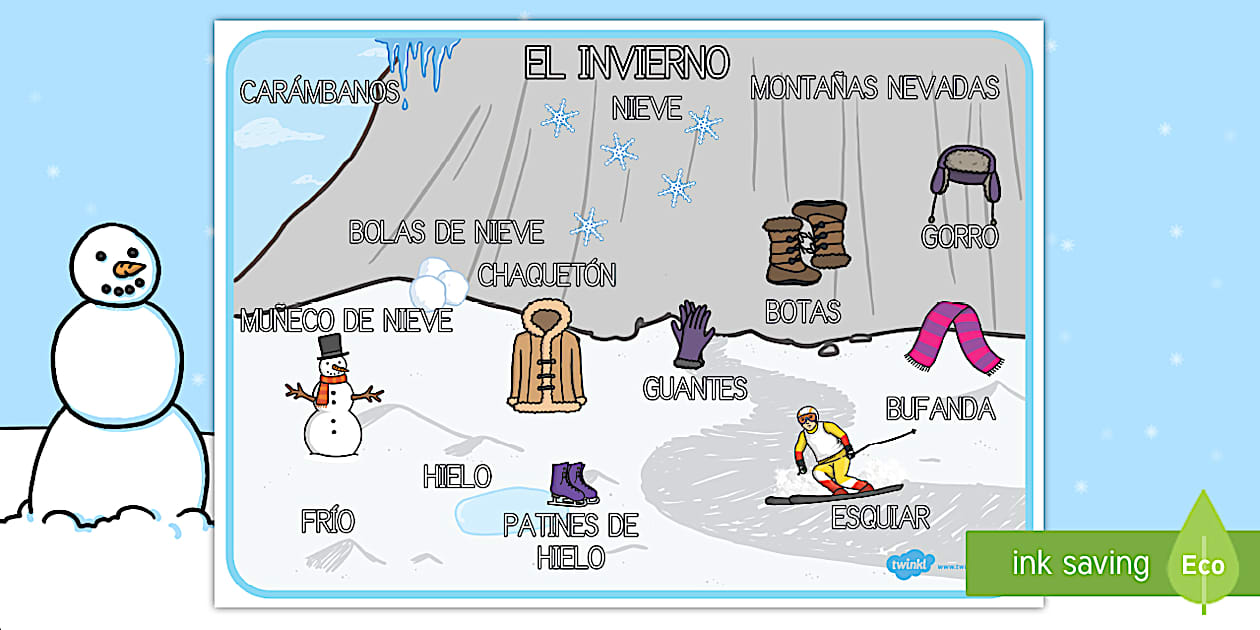 Tapiz de vocabulario: El invierno: El invierno - Twinkl