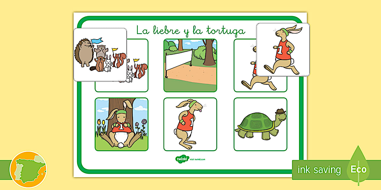 Actividad de emparejar: La liebre y la tortuga - Twinkl
