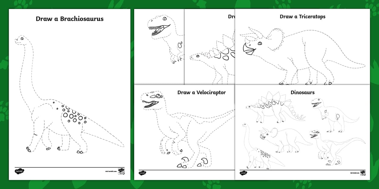 EYFS Draw a Dinosaur Pencil Control Activity Pack