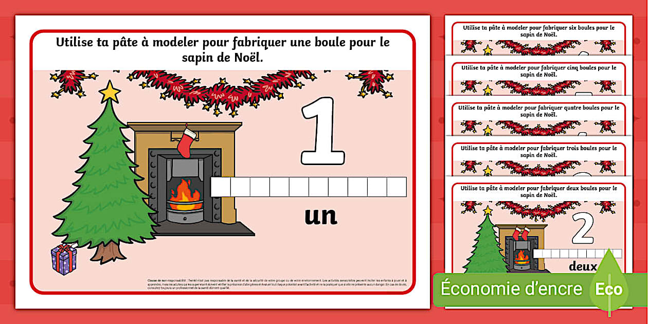 Tapis de Noël pour pâte à modeler pour compter - Twinkl