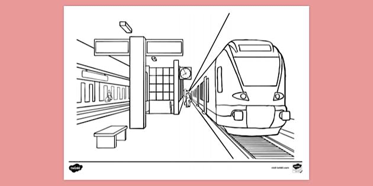 Railway Station Colouring Sheet | Colouring Sheets - Twinkl