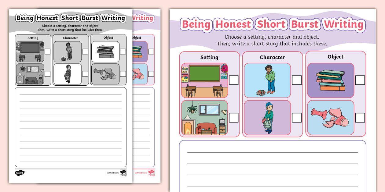 Being Honest Short Burst Writing Template (teacher made)