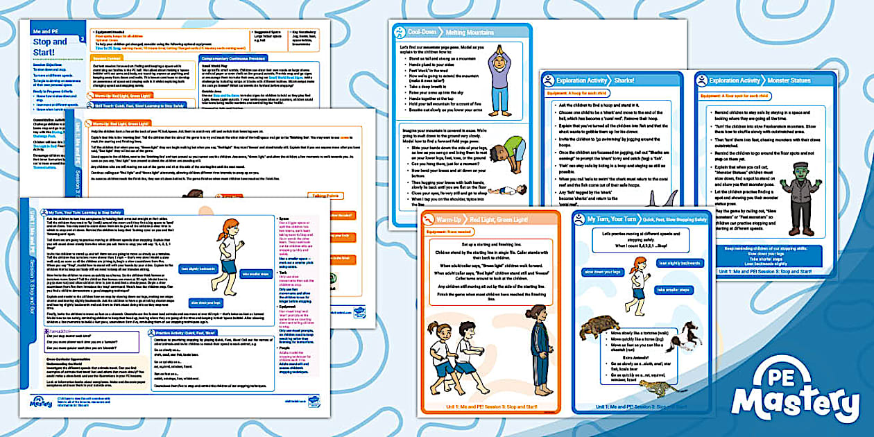 Senior Infants PE Mastery Stopping and Starting Lesson Pack
