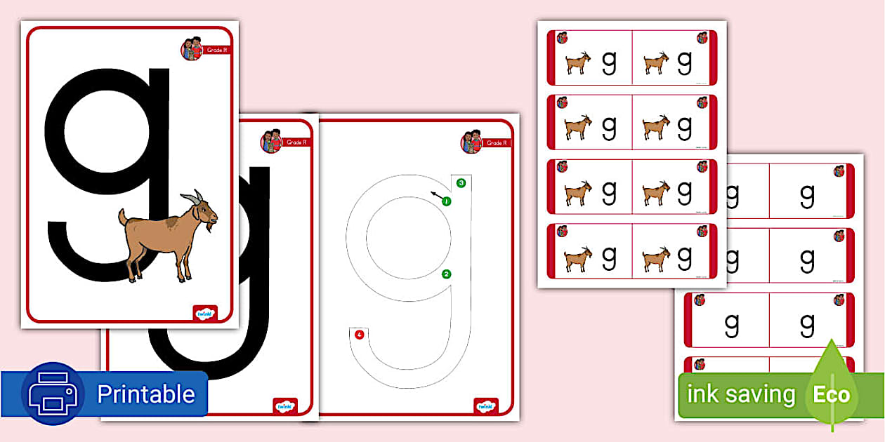 Gr. R Phonics G Poster, Flashcards and Robot Letter