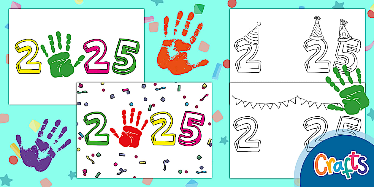 New Year Craft Activity - Handprint 2025 (teacher made)